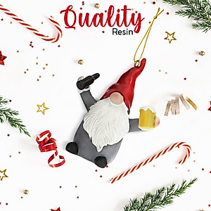 Funny Beer and Wine Lover Christmas Ornaments (Gnome Beer)