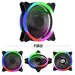 upHere 120mm LED Silent Fan for Computer Cases, CPU Coolers, and Radiators Ultra Quiet,Triple Pack Colorful Case Fan,F03