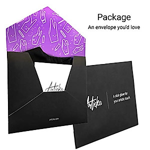 Articka Drawing Glove for Digital Drawing Tablet, iPad (Smudge Guard, Two-Finger, Reduces Friction, Elastic Lycra, Good for Right and Left Hand)(Medium, Black)