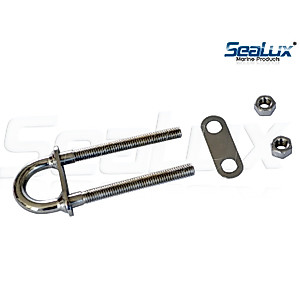 SeaLux Marine 3/8" Stock Fixed Welding Plate Bow Eye Stern Eye U-Bolt 5" Length with 3-1/2" Stud Length
