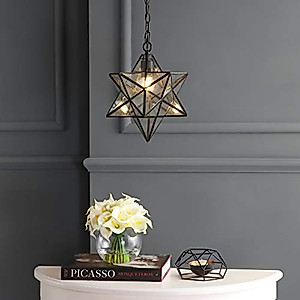 JONATHAN Y JYL9035C Stella 12" Moravian Star Metal/Mercury Glass LED Flush Mount Glam Dimmable for Kitchen Hallway Bathroom Stairwell, Oil Rubbed Bronze/Clear