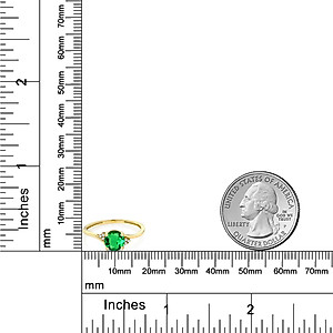 Gem Stone King 10K Yellow Gold Green Simulated Emerald and Diamond Accent Women Engagement Ring 0.82 Ctw (Size 7)