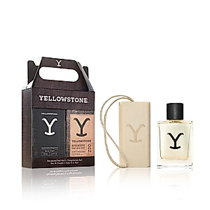 Yellowstone Men's Fragrance & Grooming Gift Set, Eau de Cologne & Artisinal Bar Soap On A Rope - 3.4 fl oz (100 mL) |10 oz