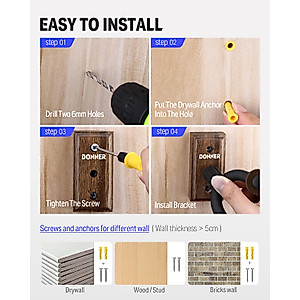 Donner Guitar Wall Mount Hanger 6-Pack, Black Walnut Guitar Wall Holder for Acoustic Electric Guitars, Bass, Folk Ukulele, Violin, Mandolin Banjo and String Instruments