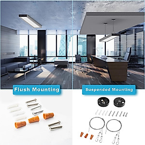 Lightdot 4FT-5IN LED Wraparound Shop Lights, 100-277v Linkable, 50W 4FT LED Light Fixtures for Garage Workshop Supermarket, 7000LM [Eqv. 400W] 5000K Black, Flush and Hanging Mouting Available-6Pack