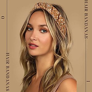 AWAYTR 3pcs Hair Bandana for Women Girls Hair Scarf Headband Bandana Double Layer Triangle Head Kerchief Boho Hair Band (Floral - Yellow/Black/Beige)