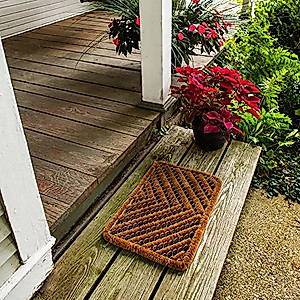 FOOTMATTERS Ninamar Natural Coir Herringbone Door Mat - 24 x 16 inch