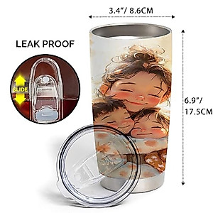 FOCIUZTA 20oz Watercolor Family Love Design Tumbler with lid, Travel Coffee Cup, Ideal for Easter, Mother Day, and birthday gifts