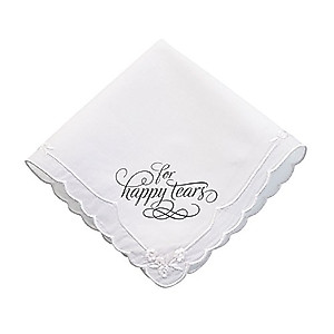 Lillian Rose Wedding Happy Tears Keepsake Hankie, 12", White