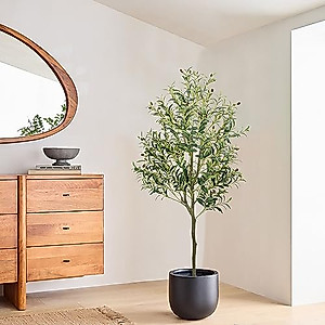 Olive Tree Artificial Indoor 6FT (72''), GTIDEA Artificial Tree Fake Tree Indoor Large Faux Olive Tree and Fruits Artificial Plants Silk Trees for Home Office Living Room Spring Decor