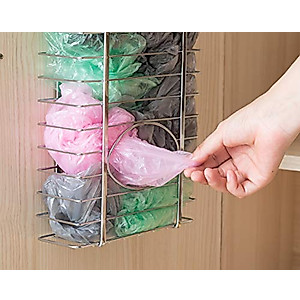 Basicwise Cabinet Metal Plastic Grocery Bag Storage Holder, Chrome, Measurements: 8" W x 3. 75" D x 15. 75" H