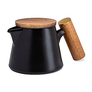 ChefWave Artisan Series Ceramic Tea Pot with Stainless Steel Extra-Fine Infuser for Loose Leaf Tea and Bamboo Cool Touch Lid, 20 oz.