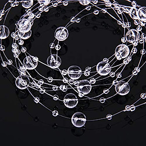 200 Feet Roll Clear Crystal Acrylic Party Garland Centerpiece Bridal Bouquet Decoration/Crystal Acrylic Bead Garland Wedding Centerpiece Floral Crafting DIY Accessory