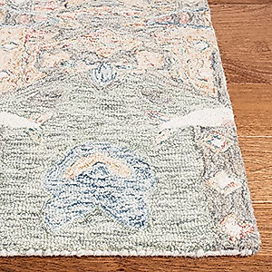 Safavieh Micro-Loop Collection 4' x 6' Ivory/Blue MLP901M Handmade Premium Wool Area Rug