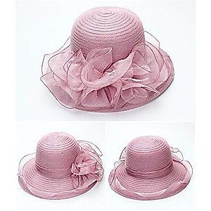 Women's Organza Kentucky Fascinator Hat Derby Cloche Bowler Hat Cocktail Tea Party Wedding Sun Hat Purple