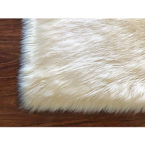 LAMBZY Faux Sheepskin Super Soft Hypoallergenic Square Area Rug Plush Fur Premium Shag (144", 365x365 cm, Cream)