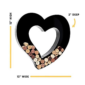 will's Wine Cork Holder - Metal Monogram Letter (Heart), Black, Large | Wine Lover Gifts, Housewarming, Engagement & Bridal Shower Gifts | Personalized Wall Art | Home Décor
