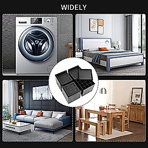 SELOTOKITER 4pcs Bed Risers,Heavy Duty Square Bedding Adjustable Bed Furniture Risers,L-Shaped Furniture Legs,Suitable for Beds,Sofas,Tables,Cabinets,Washing Machines,Refrigerators(Black)