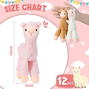 12 Pcs Mini Llama Stuffed Animals 7.87 Inch Alpaca Plush Dolls Cute Keychain Plush Llama Party Favors for Boys and Girls Birthday Party Supplies Baby Shower Bag Fillers Gift