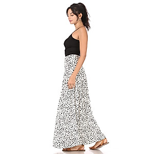 Black Polka Dot Skirts for Women Ankle Length Skirt Casual Long Skirt High Waisted Maxi Skirt Reg and Plus Size Skirt Long Skirt (Size Medium, Black Polka Dot)