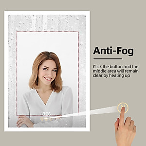 Buruis Medicine Cabinet with LED Lights and Mirror, 16 x 24 Inch Surface or Recessed Mounted Bathroom Cabinet, 3-Color Light, Clock&Temp, Defogger, Memory Function, Outlet & USB, Dimmer, Black