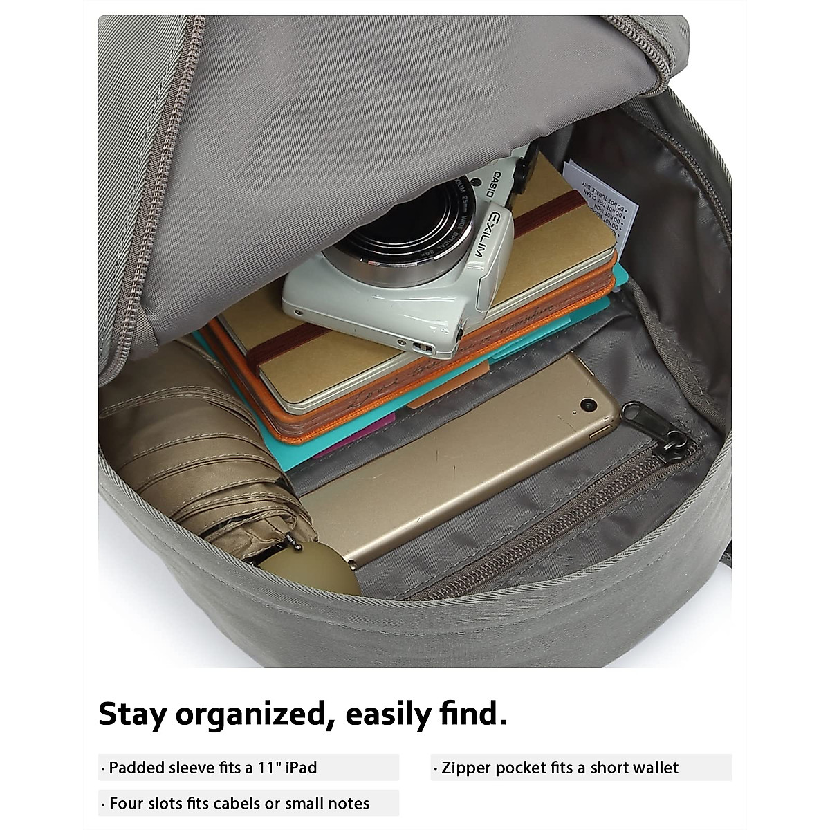 HotStyle 8811s+ Fashion Mini Backpack, Women' Small Backpacking Purse, Ash Grey