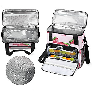 Pink Cute Strawberry Coffee Maker Carring Bag Travel Storage Tote Bag Compatible with Keurig K-Mini or K-Mini Plus Portable Single Serve Coffee Brewer Case with Pockets for K-cup Pods