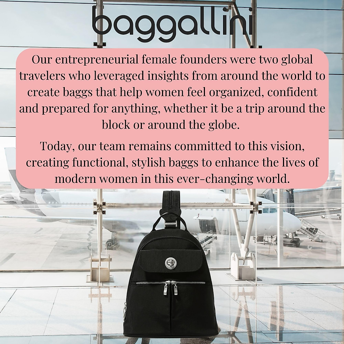 Baggallini womens Naples Convertible Backpack, Black, One Size US