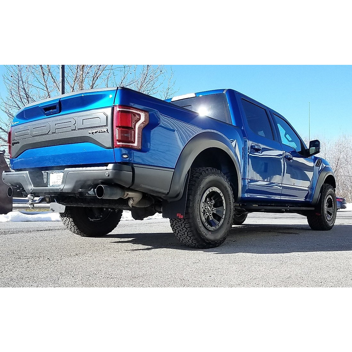 RokBlokz Mud Flaps for 2017-2020 Ford Raptor - Set of 4 - Multiple Colors Available - Mud Guards are Custom Cut and Fit - Includes All Mounting Hardware (Black with Black Logo)