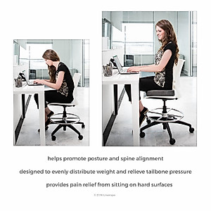 Linenspa Orthopedic Gel Foam Seat Cushion - Tailbone/Coccyx Comfort - Support for All-Day Sitting and Back Pain Relief grey 18" x 14"