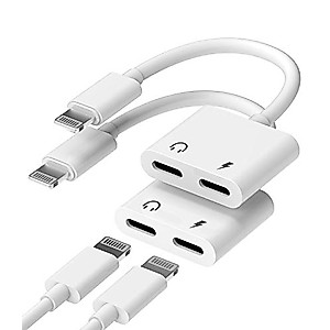 Headphone Adapter Lightning to Audio Jack and Charger Extender Earphone Charging Splitter Compatible with iPhone 11 12Mini pro max xs xr x se2 7 8plus for ipad air Cable Converter Apple MFI Certified
