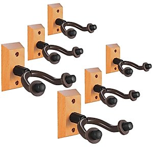 CC CAIHONG Guitar Hanger Wall Mount 6 Pack, Hardwood Guitar Wall Hangers Hooks Holder Stand Display with Screws - Easy to Install - Fits Guitars, Bass, Mandolin, Banjo
