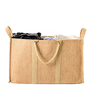 Utility Storage Tote Bag With Four Handles | Heavy Duty | Extra Large | 23’’L, 11’W, 13,5’’H’ Style-3 Natural Jute