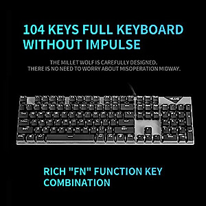 Qksky 104 Key USB Wired RGB Backlight Mechanical Gaming Keyboard Scientific Key Layout Green Axis Anti-Ghosting Keyboard 104 Key Gaming Keyboard