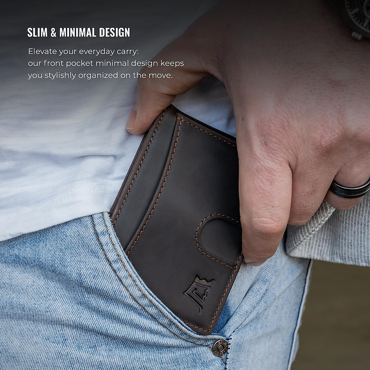 Kings Loot Money Clip Slim Minimalist Wallet for Men RFID Blocking | Slim Leather Wallets for Men | Mens Wallet Bifold | Slim Front Pocket Wallet for Men | 12 Card Holder Wallet for Men (Brown)