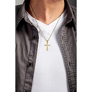 Solid Gold Cross Pendant in 10k or 14k, Religious Jewelry for Him (10k Gold)