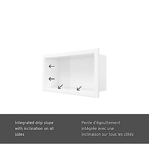 Odass | Shower Niche | 12" X 6" | NO Tile Needed ­| Rectangular Stainless Steel #304 Niche | Matt White Recessed Single Shelf Organizer | Bathroom Storage for Shampoo Bottle