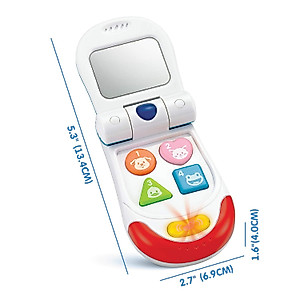Baby Toy Flip Phone – 4 Interactive Sound and Music Buttons Plus Realistic Ringtone – Includes a Mirror and Fun Light Effects – Smartphone Toy for Babies 3+ Months – ASTM Certified