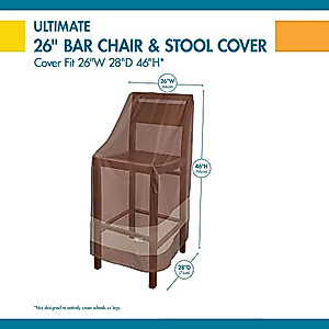 Duck Covers Ultimate Waterproof 26 Inch Bar Chair & Stool Cover, Patio Furniture Covers