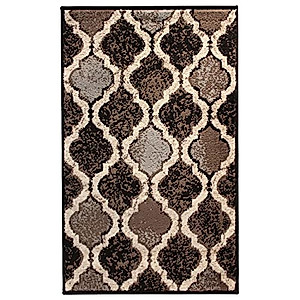 SUPERIOR Indoor Large Area Rug for Kitchen, Bedroom, Living Room, Entryway, Hallway, Dorm, with Jute Backing, Perfect for Hardwood Floors, Viking Modern Trellis Design, 6 ft. x 9 ft, Chocolate