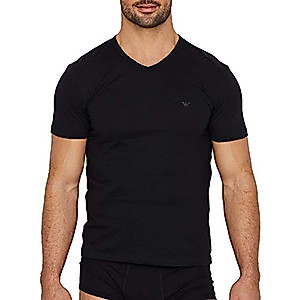 Emporio Armani Men's Cotton V-Neck Undershirts, 3-Pack, New Black, X-Large