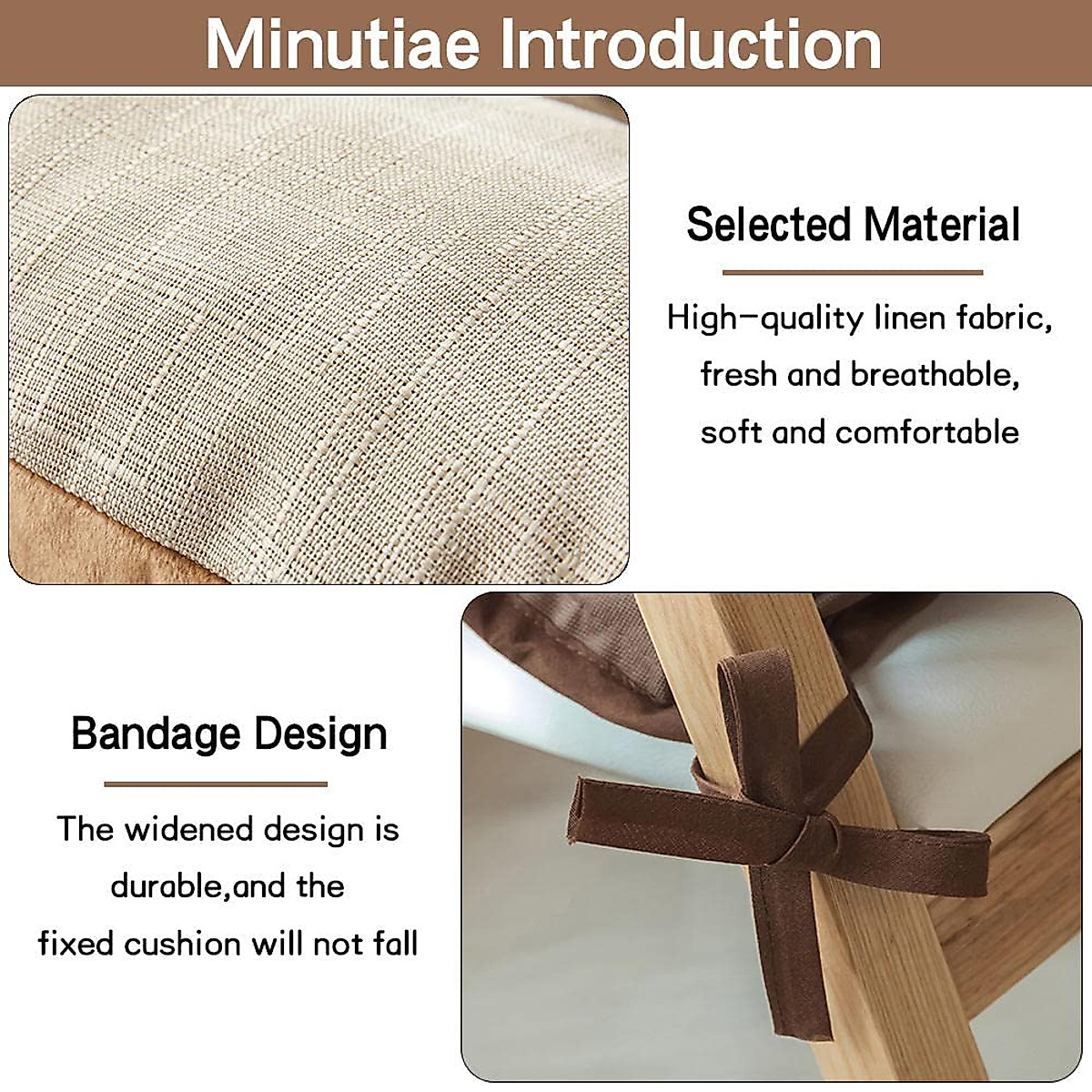 RUNLAIKEJI Office Chair Cushion,Non Slip seat Cushion with tie Straps,Semi-Enclosed one seat Cushion,Thickened and Soft Chair Cushion,Suitable for Dining Chairs,Office Chairs,Gaming Chairs,Armchair