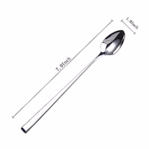 HISSF Iced Tea Spoons, Mixing Spoons,18/10 Stainless Steel Stirring Spoons, set of 6 Pieces-7.9 Inch