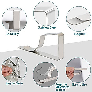 FYY Tablecloth Clips,12 Packs Heavy Duty Stainless Steel Table Clips Table Cloth Cover Clamps Ideal Table Cloth Holders for Restaurant Outdoor Picnic Wedding Graduation Party Home Kitchen
