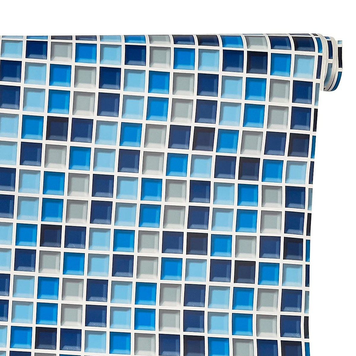 Yifely Royal Blue Mosaic Kitchen Cupboard Decor Paper Self-Adhesive Shelf Liner Countertop Sticker 17.7 Inch by 9.8 Feet