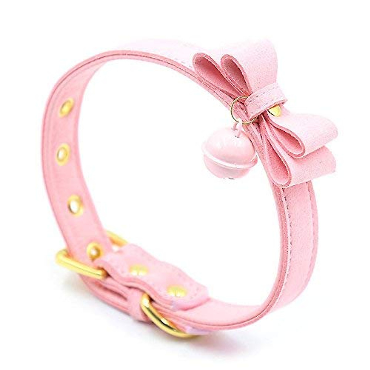 LEWECEEO PU Leather Bow Collar Necklace Choker with Bell Cat Cosplay Kitty Necklace Choker Collar for Women