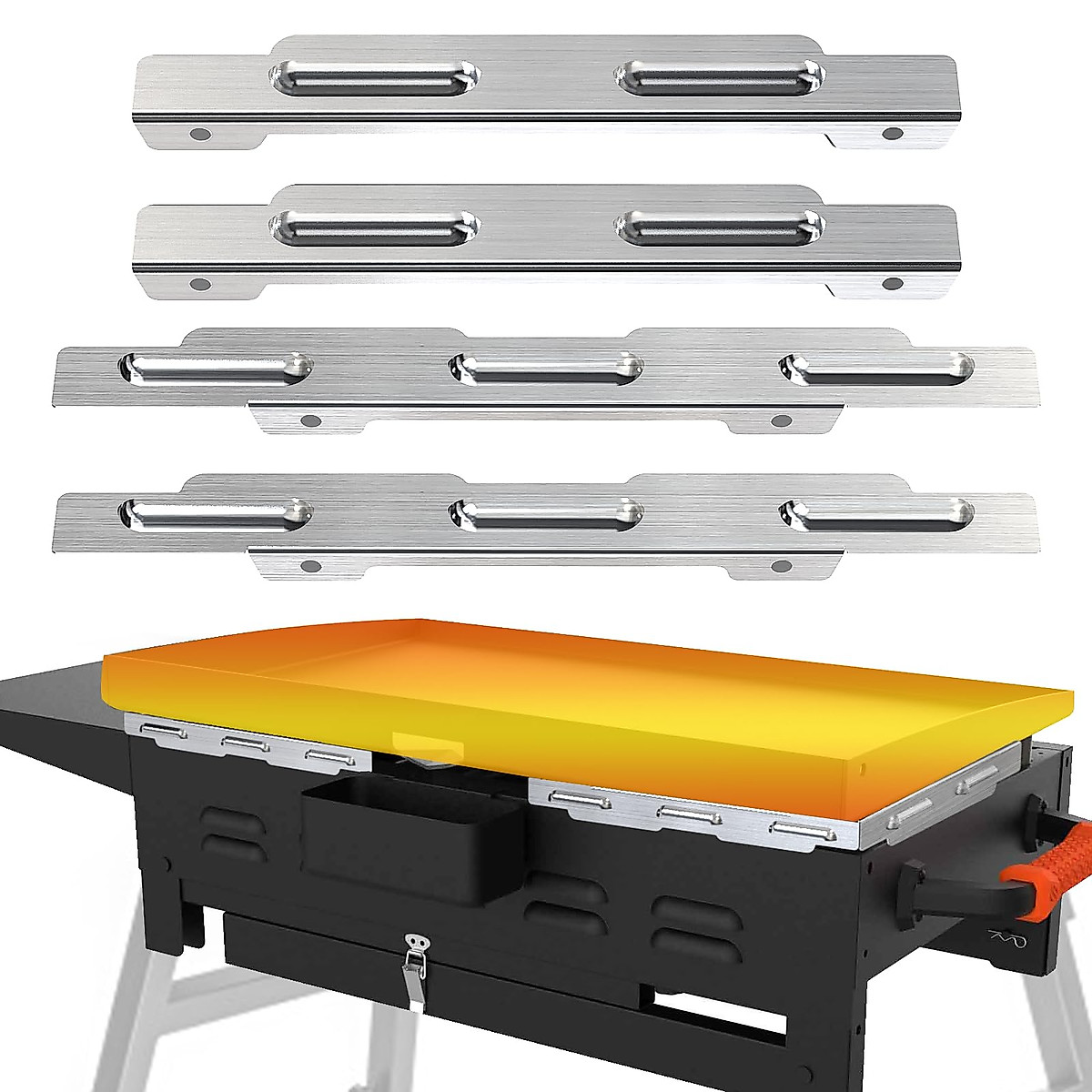 BSTTEK Wind Guards for 28" Blacsktone Griddle,Stainless Steel Magnetic Blackstone Griddle Accessories for Blackstone Grill,Compatible with Cover,Hood,Grease Cup and Side,Silver