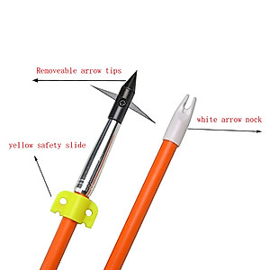 AMEYXGS Archery Bow Fishing Arrow and Bowfishing Reel Seat Kit Fiberglass Bowfishing Arrow Spinning Aluminum Alloy Reel Seat Mount for Hunting Accessory (Orange, 6 pcs Arrow + 1 Reel)