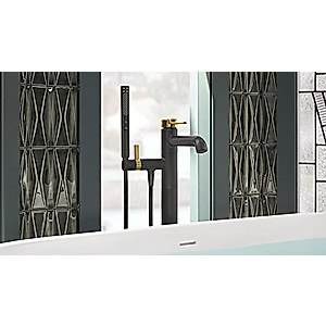 Kohler T27025-4-BMB Occasion Floor-Mount Bath Filler Trim with Handshower in Matte Black with Moderne Brass
