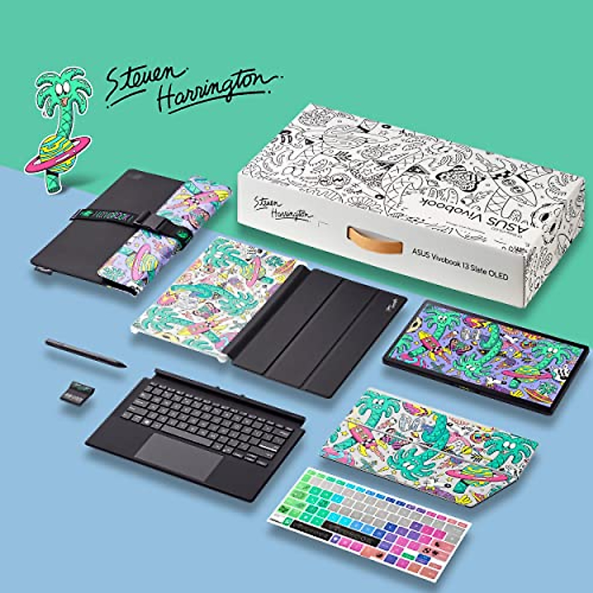 ASUS VivoBook 13 Slate OLED Steven Harrington Edition 2-in-1 Laptop, 13.3” FHD OLED Touch Display, Intel Pentium Silver N6000 CPU, 8GB RAM, 256GB SSD, Windows 11 Home, Black, T3300KA-DB26T-S